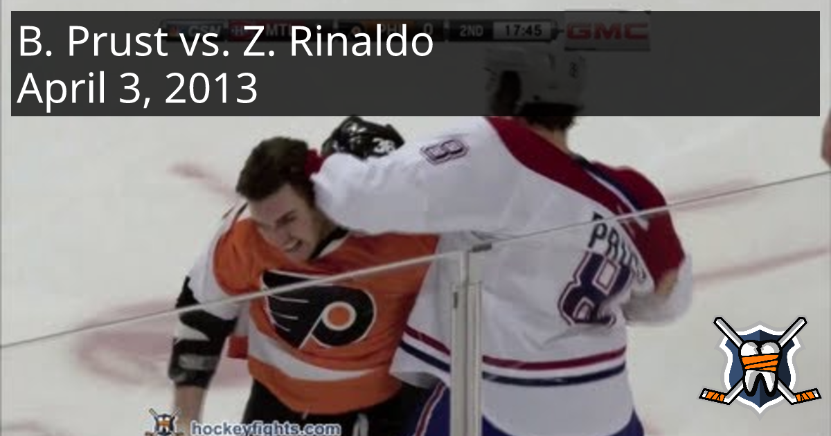 Brandon Prust vs. Zac Rinaldo, April 3, 2013 - Montreal Canadiens vs ...