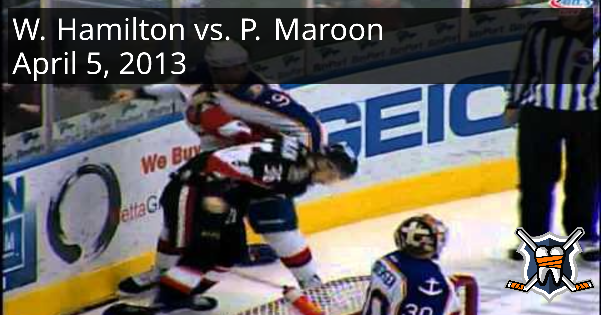 Wacey Hamilton vs. Pat Maroon, April 5, 2013 - Binghamton Senators vs ...
