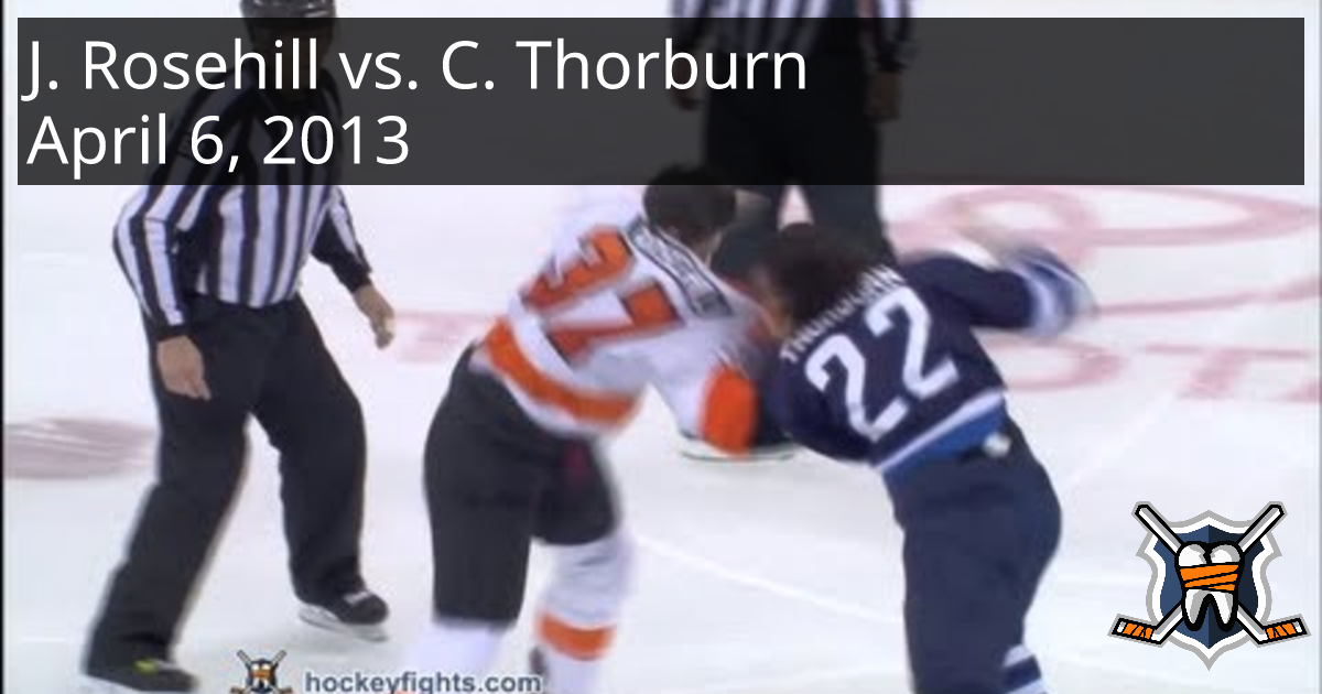 Jay Rosehill vs. Chris Thorburn, April 6, 2013 - Philadelphia Flyers vs ...