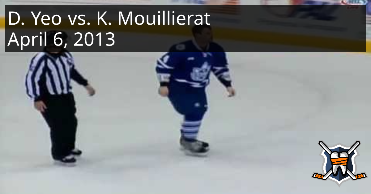 Dylan Yeo vs. Kael Mouillierat, April 6, 2013 - Toronto Marlies vs. St ...