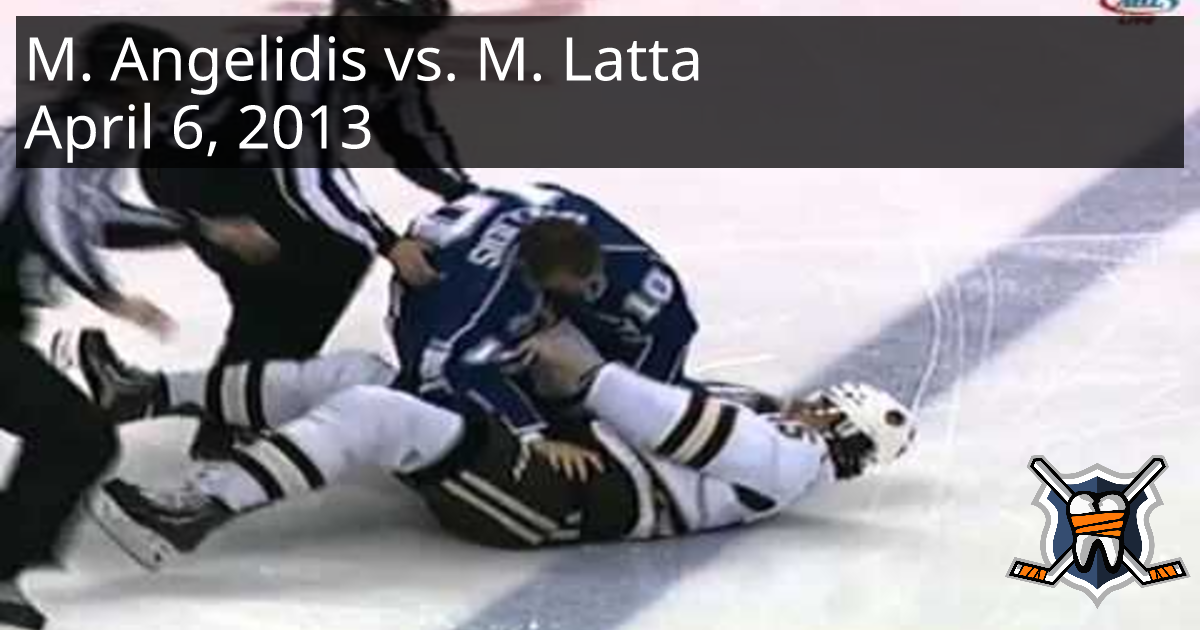 Mike Angelidis vs. Michael Latta, April 6, 2013 - Syracuse Crunch vs ...