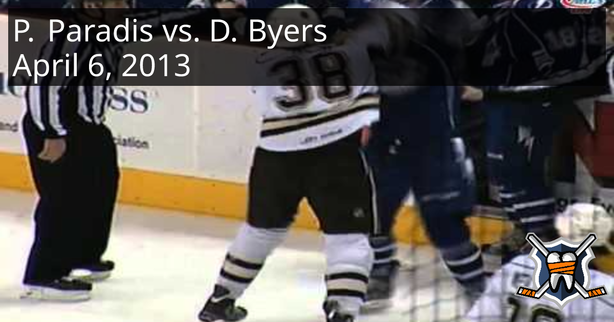 Philippe Paradis vs. Dane Byers, April 6, 2013 - Syracuse Crunch vs ...