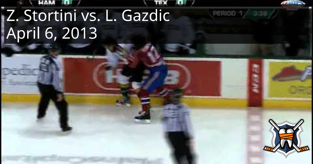 Zack Stortini vs. Luke Gazdic, April 6, 2013 - Hamilton Bulldogs vs ...