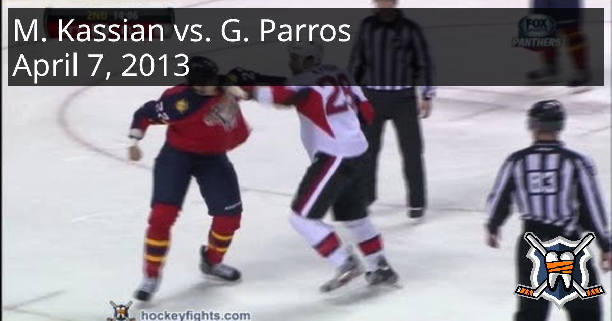 Matt Kassian vs. George Parros, April 7, 2013 - Ottawa Senators vs ...