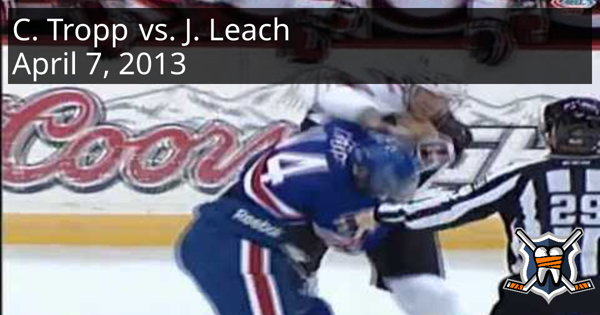 Corey Tropp vs. Jay Leach, April 7, 2013 - Rochester Americans vs ...