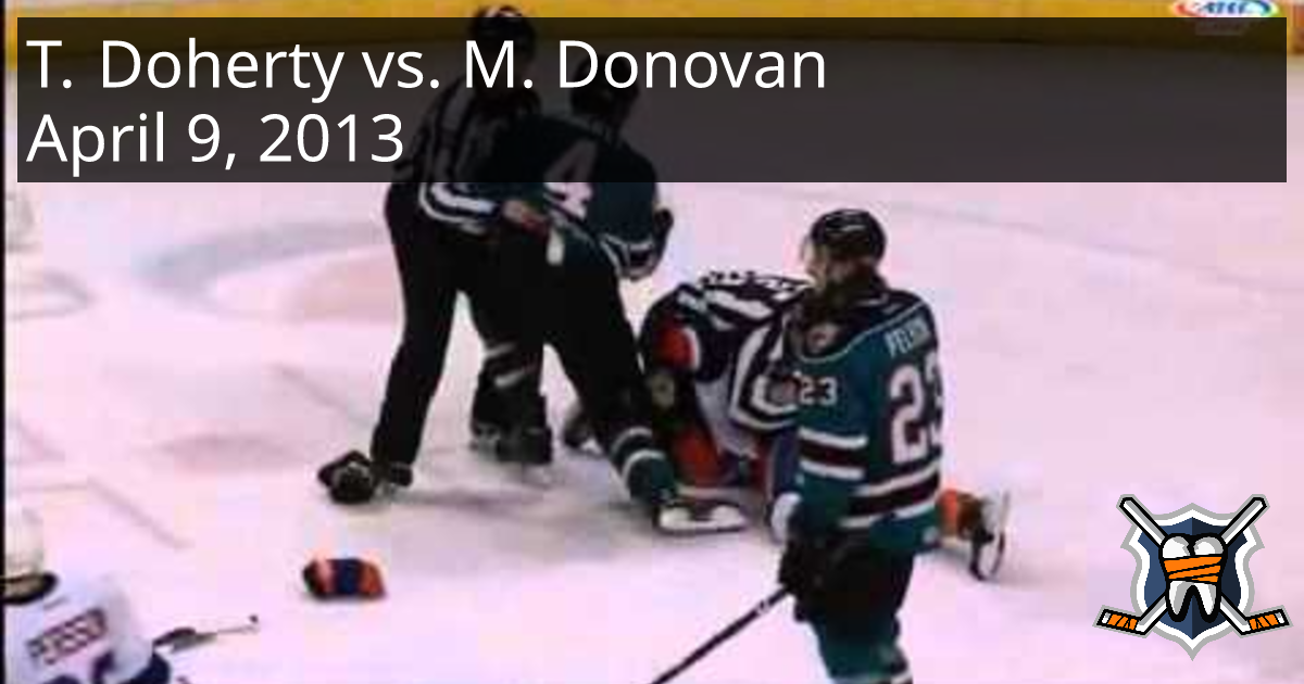 Taylor Doherty vs. Matt Donovan, April 9, 2013 - Worcester Sharks vs ...