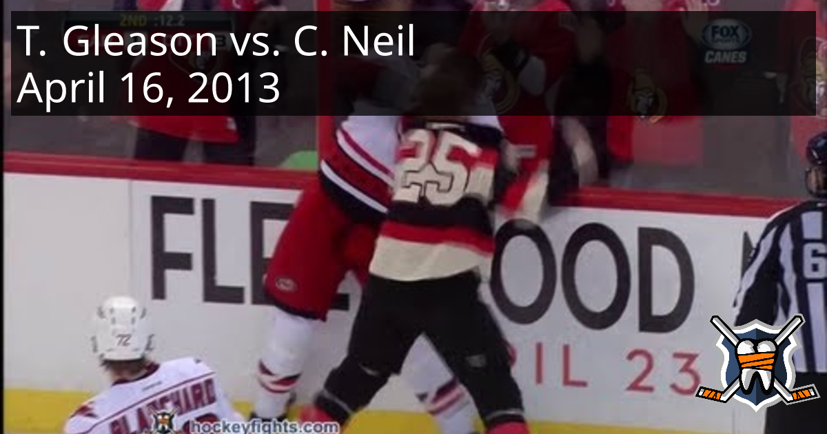 Tim Gleason vs. Chris Neil, April 16, 2013 - Carolina Hurricanes vs ...