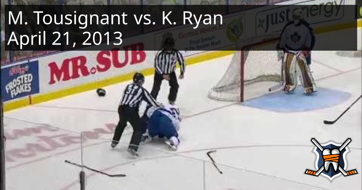 Mathieu Tousignant vs. Kenny Ryan, April 21, 2013 - St. John's IceCaps ...