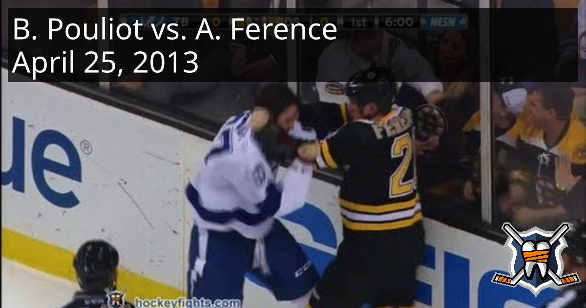 Benoit Pouliot vs. Andrew Ference, April 25, 2013 - Tampa Bay Lightning ...