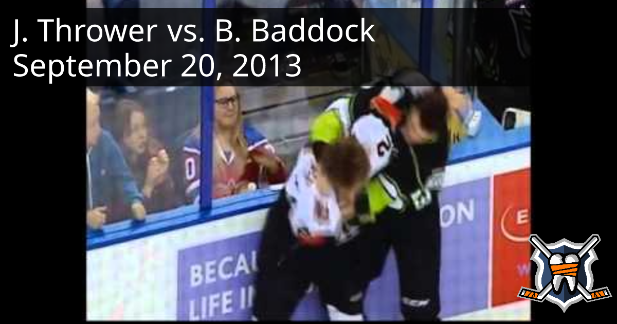 Josh Thrower vs. Brandon Baddock, September 20, 2013 - Calgary Hitmen ...