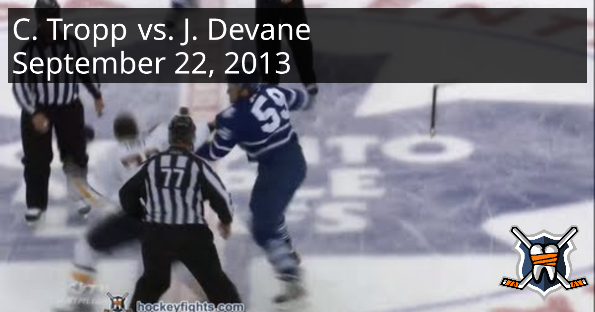 Corey Tropp vs. Jamie Devane, September 22, 2013 - Buffalo Sabres vs ...