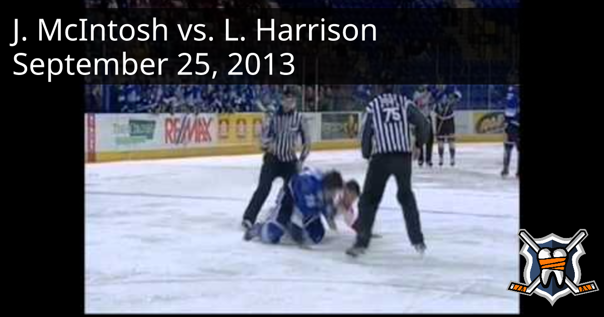Jeremy McIntosh vs. Luke Harrison, September 25, 2013 - Spokane Chiefs ...