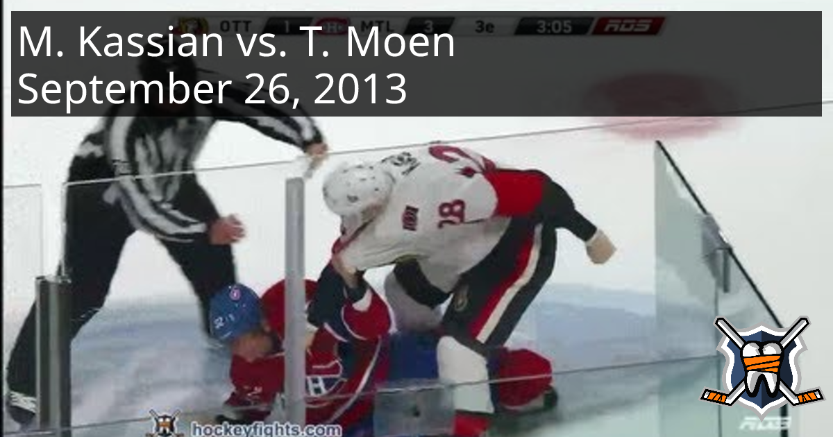 Matt Kassian vs. Travis Moen, September 26, 2013 - Ottawa Senators vs ...