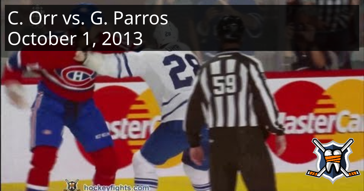 Colton Orr vs. George Parros, October 1, 2013 - Toronto Maple Leafs vs ...
