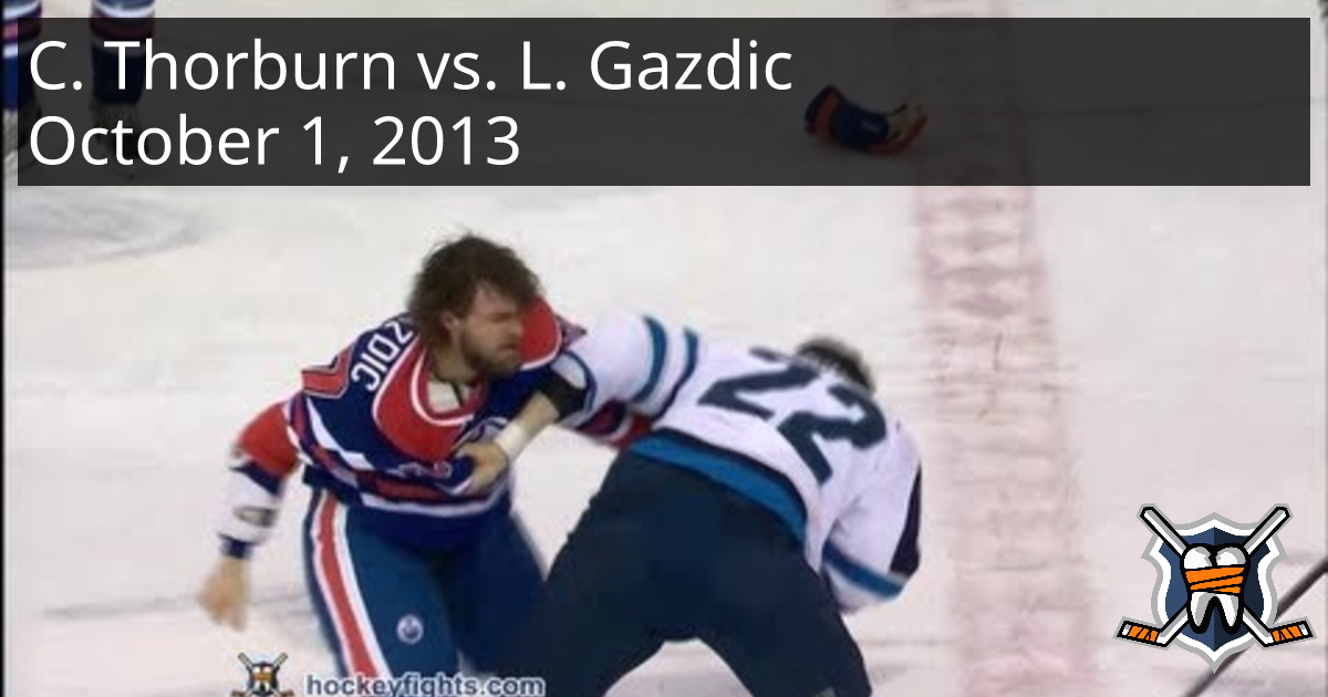 Chris Thorburn vs. Luke Gazdic, October 1, 2013 - Winnipeg Jets vs ...
