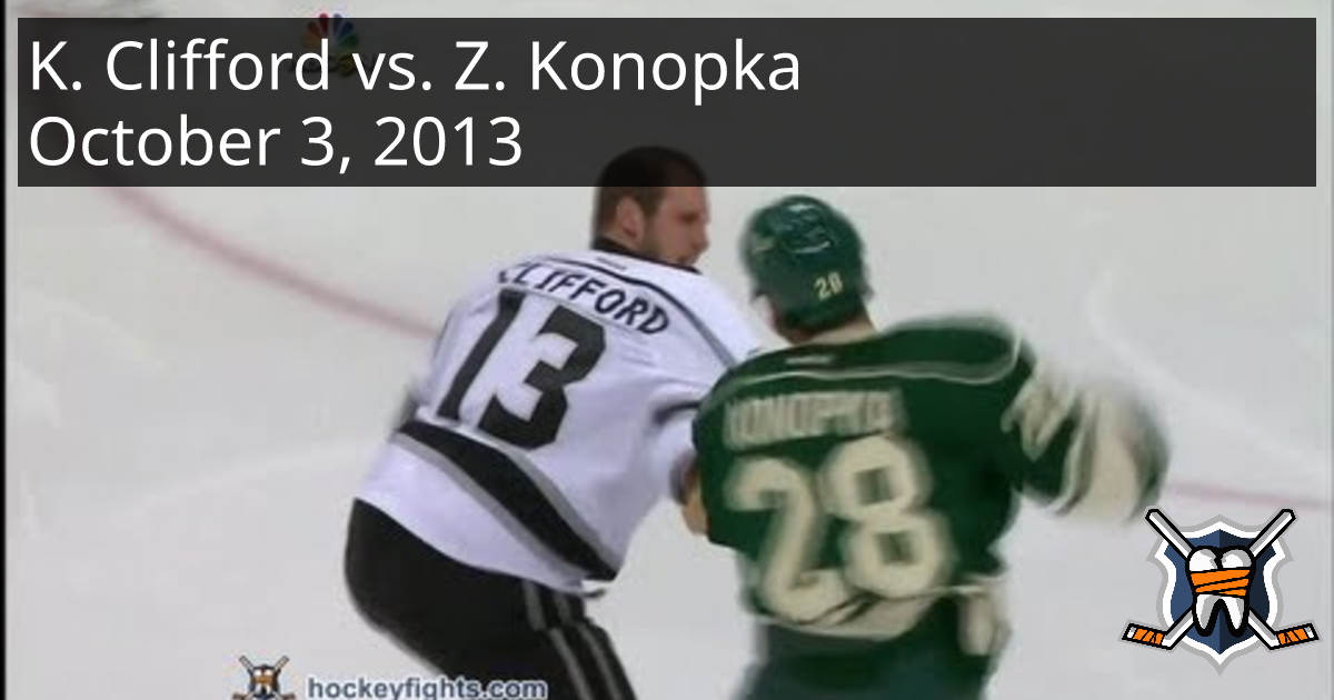 Kyle Clifford vs. Zenon Konopka, October 3, 2013 - Los Angeles Kings vs ...