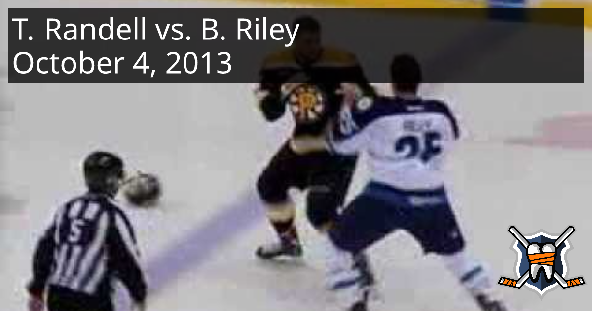 Tyler Randell vs. Blair Riley, October 4, 2013 - Providence Bruins vs ...