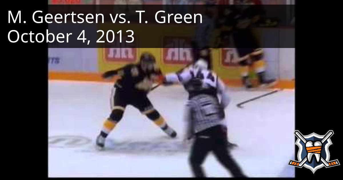 Mason Geertsen vs. Taylor Green, October 4, 2013 - Vancouver Giants vs ...