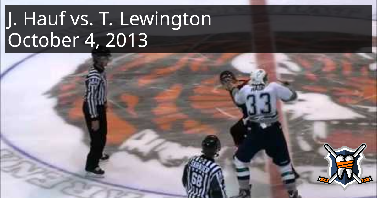 Jared Hauf vs. Tyler Lewington, October 4, 2013 - Seattle Thunderbirds ...