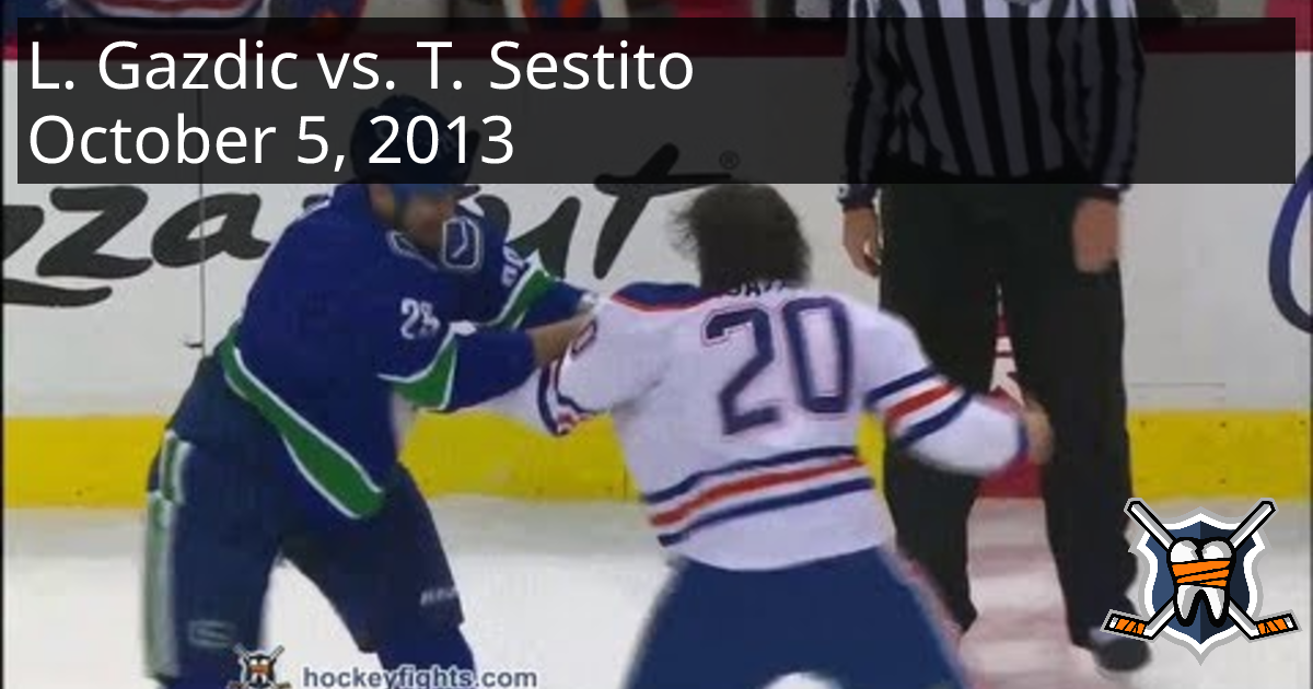 Luke Gazdic vs. Tom Sestito, October 5, 2013 - Edmonton Oilers vs ...
