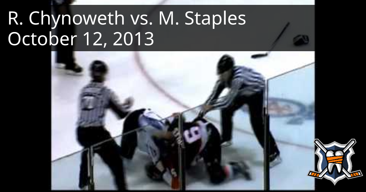 Ryan Chynoweth vs. Matt Staples, October 12, 2013 - Kootenay Ice vs ...