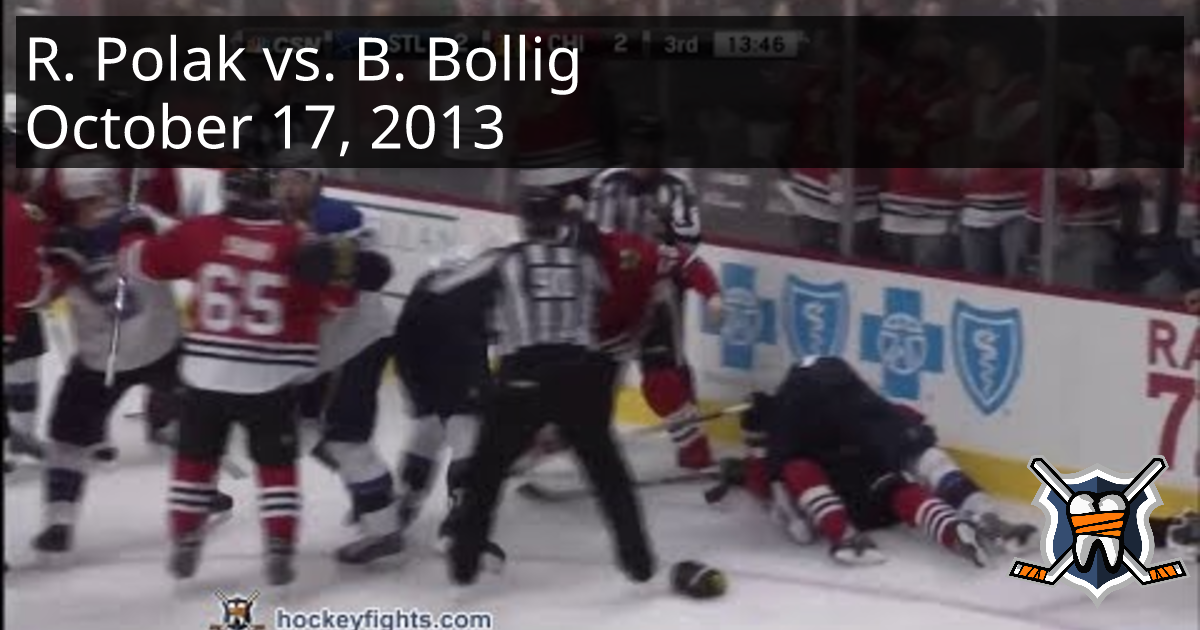 Roman Polak vs. Brandon Bollig, October 17, 2013 - St Louis Blues vs ...