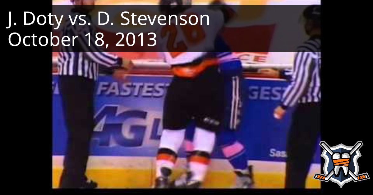 Jacob Doty vs. Dyson Stevenson, October 18, 2013 - Medicine Hat Tigers ...