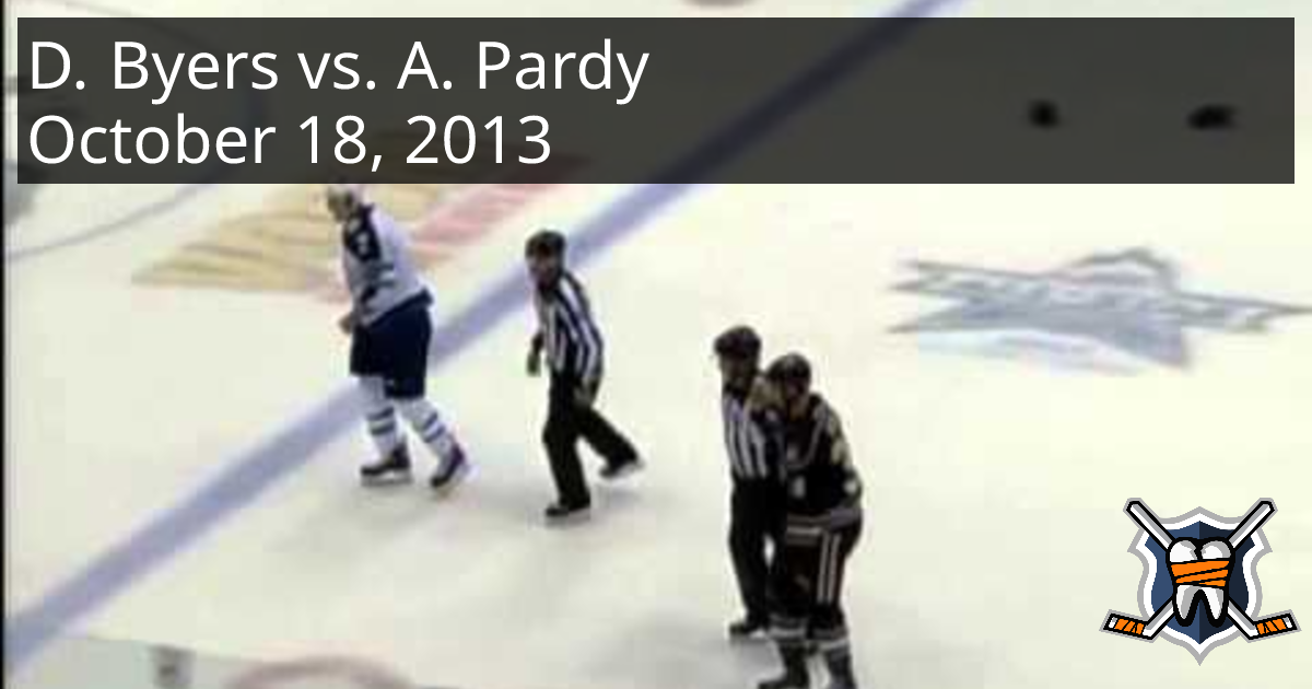 Dane Byers vs. Adam Pardy, October 18, 2013 - Hershey Bears vs. St ...