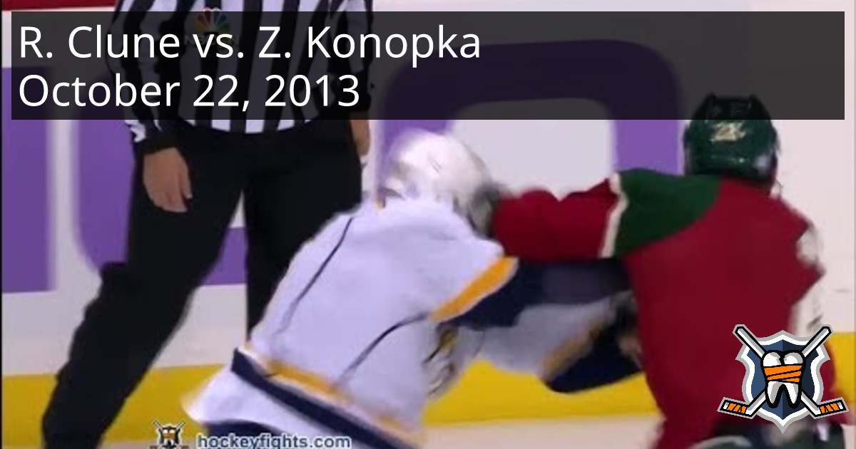 Richard Clune vs. Zenon Konopka, October 22, 2013 - Nashville Predators ...