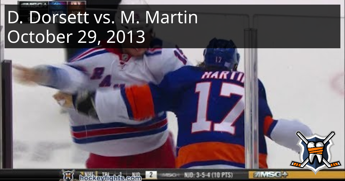 Derek Dorsett vs. Matt Martin, October 29, 2013 - New York Rangers vs ...