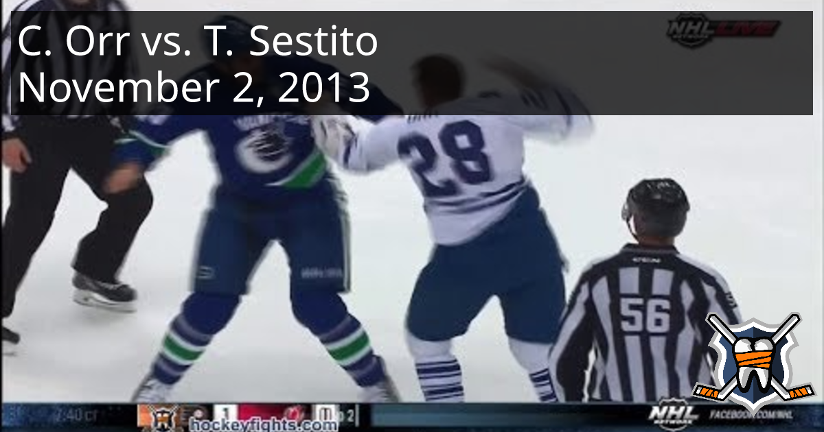 Colton Orr vs. Tom Sestito, November 2, 2013 - Toronto Maple Leafs vs ...