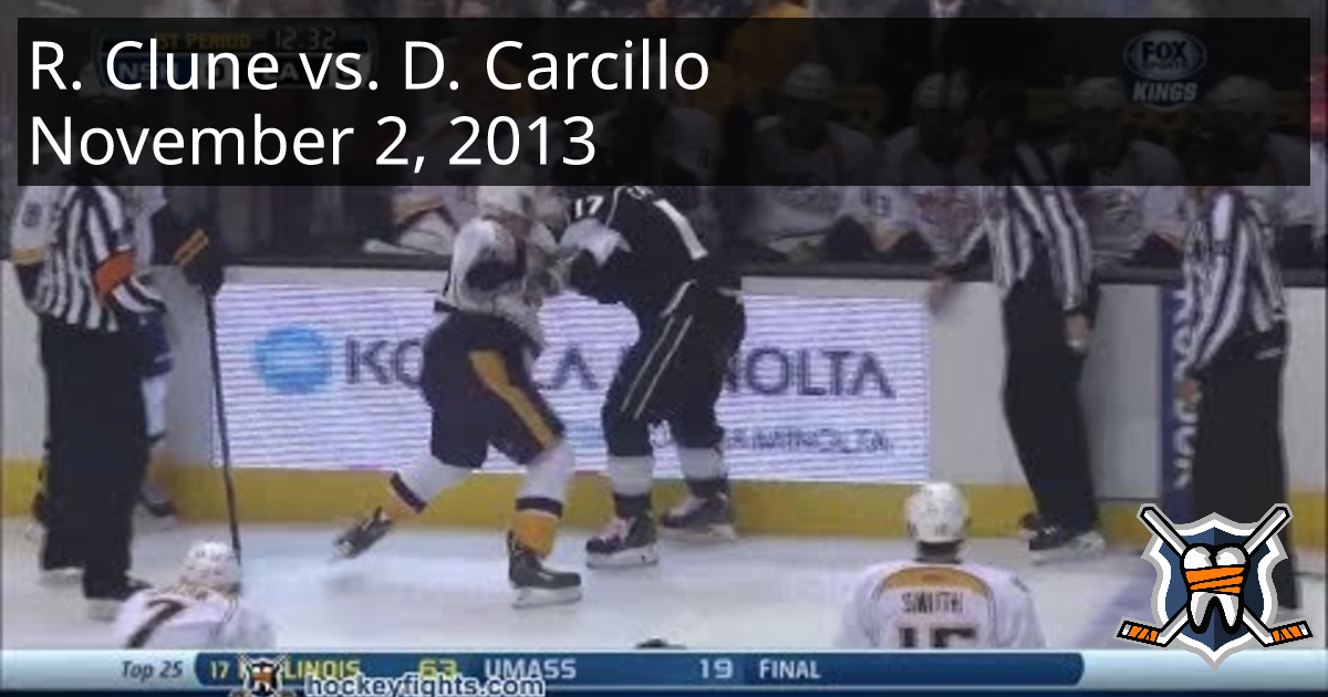Richard Clune vs. Dan Carcillo, November 2, 2013 - Nashville Predators ...