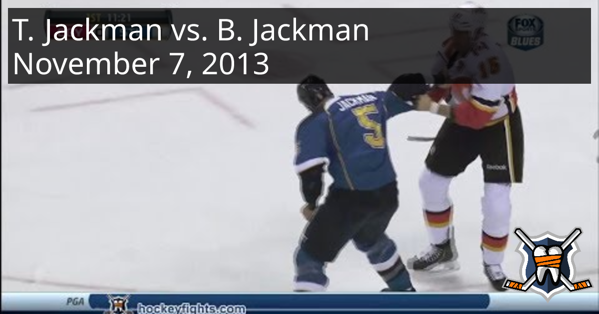 Tim Jackman vs. Barret Jackman, November 7, 2013 - Calgary Flames vs ...