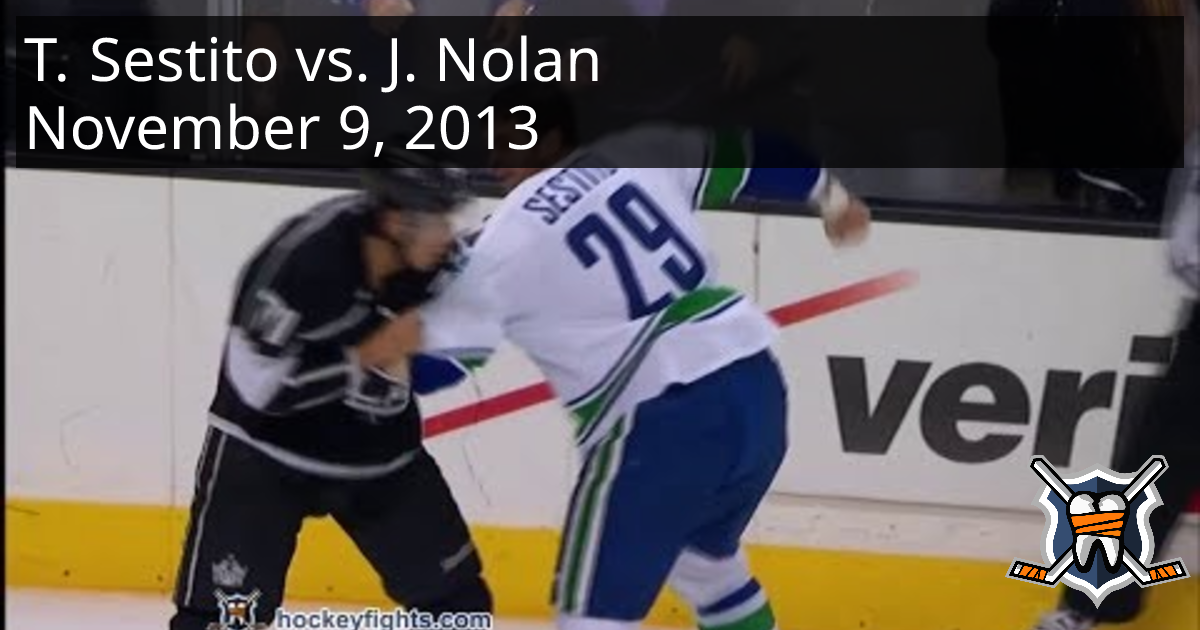 Tom Sestito vs. Jordan Nolan, November 9, 2013 - Vancouver Canucks vs ...