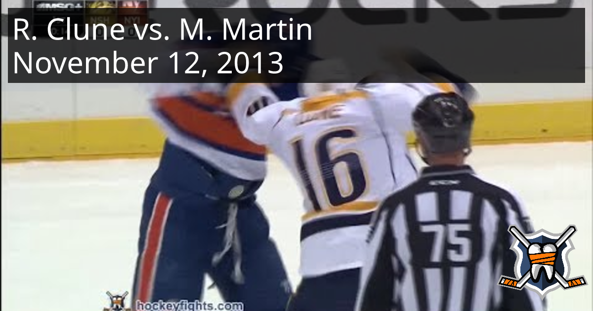 Richard Clune vs. Matt Martin, November 12, 2013 - Nashville Predators ...