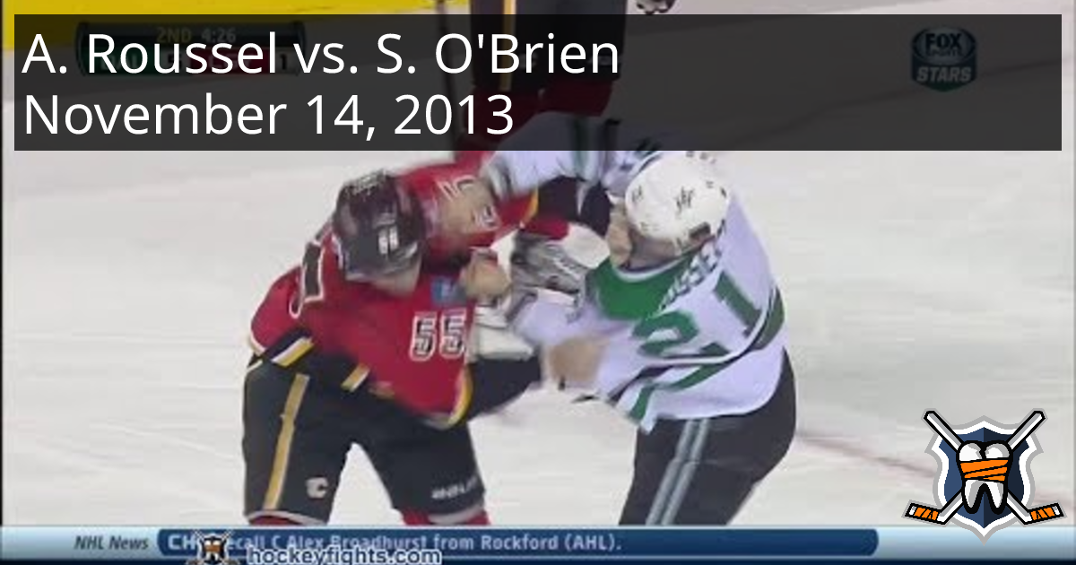 Antoine Roussel vs. Shane O'Brien, November 14, 2013 - Dallas Stars vs ...
