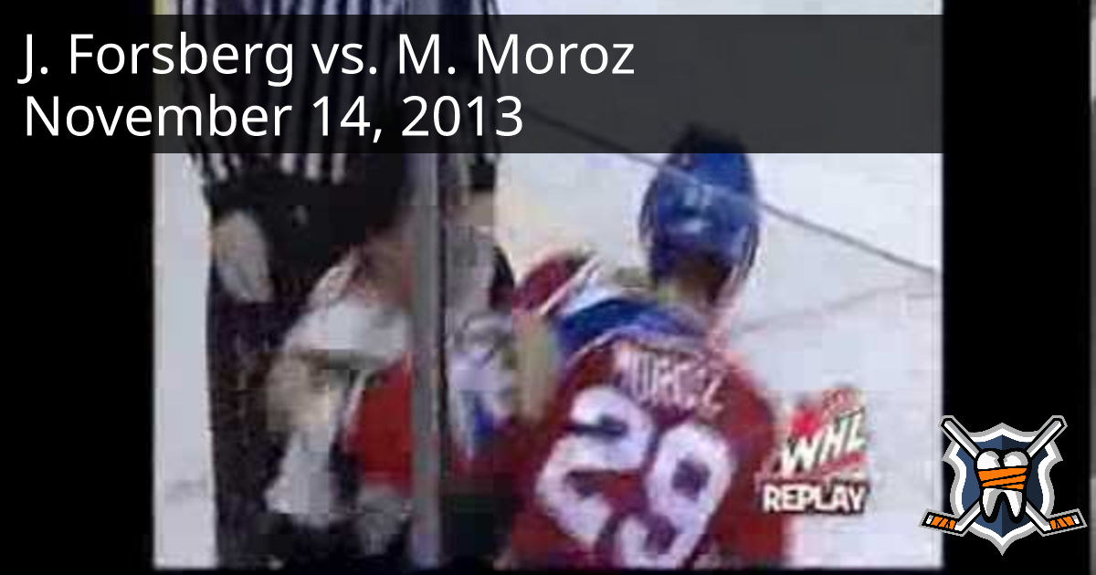 Jesse Forsberg vs. Mitch Moroz, November 14, 2013 - Moose Jaw Warriors ...
