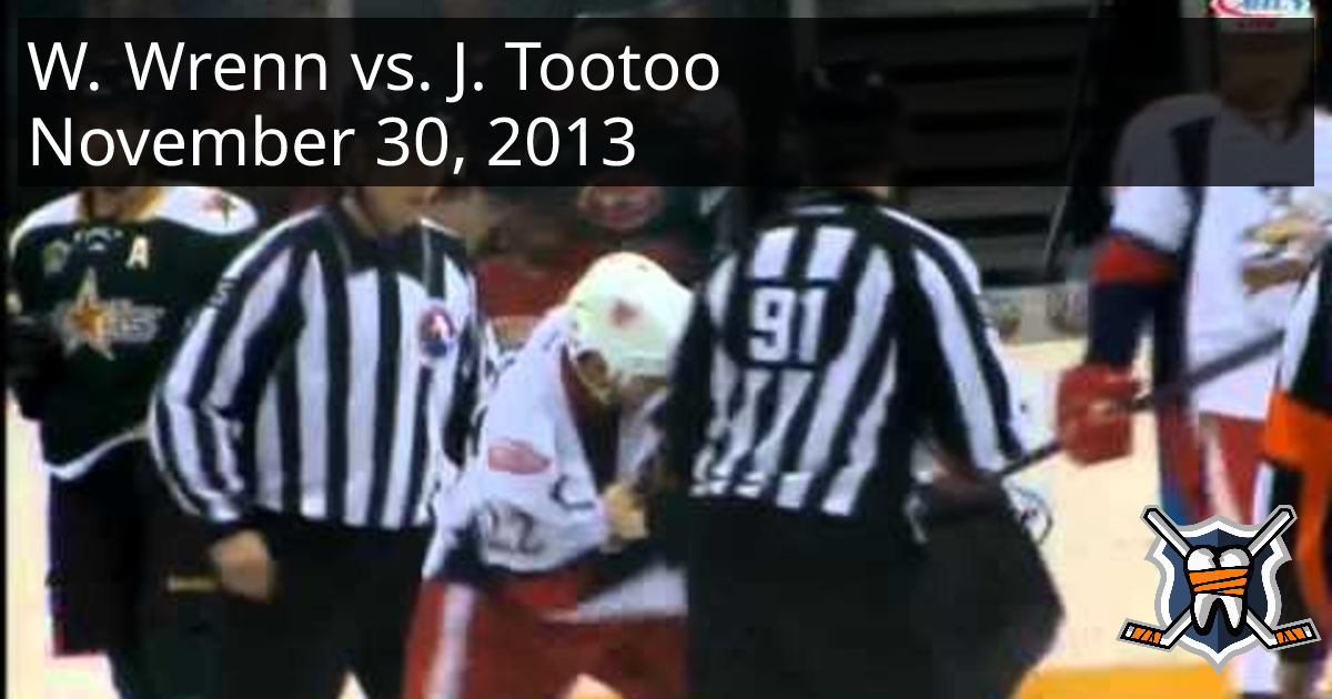 William Wrenn vs. Jordin Tootoo, November 30, 2013 - Texas Stars vs ...