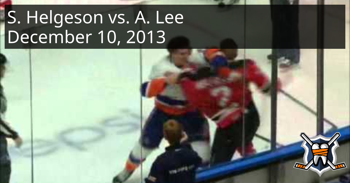 Seth Helgeson vs. Anders Lee, December 10, 2013 - Albany Devils vs ...