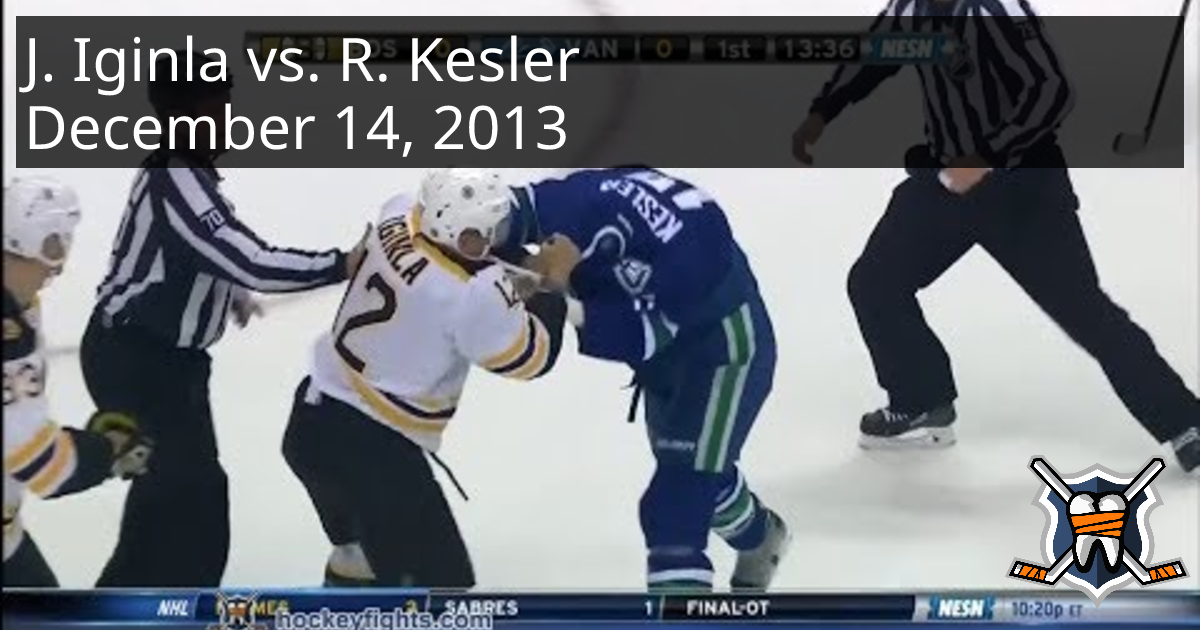 Jarome Iginla vs. Ryan Kesler, December 14, 2013 - Boston Bruins vs ...