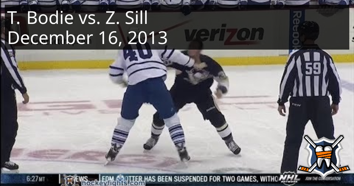 Troy Bodie vs. Zach Sill, December 16, 2013 - Toronto Maple Leafs vs ...