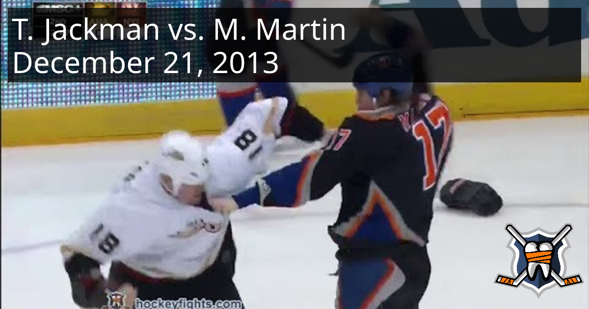 Tim Jackman vs. Matt Martin, December 21, 2013 - Anaheim Ducks vs. New ...