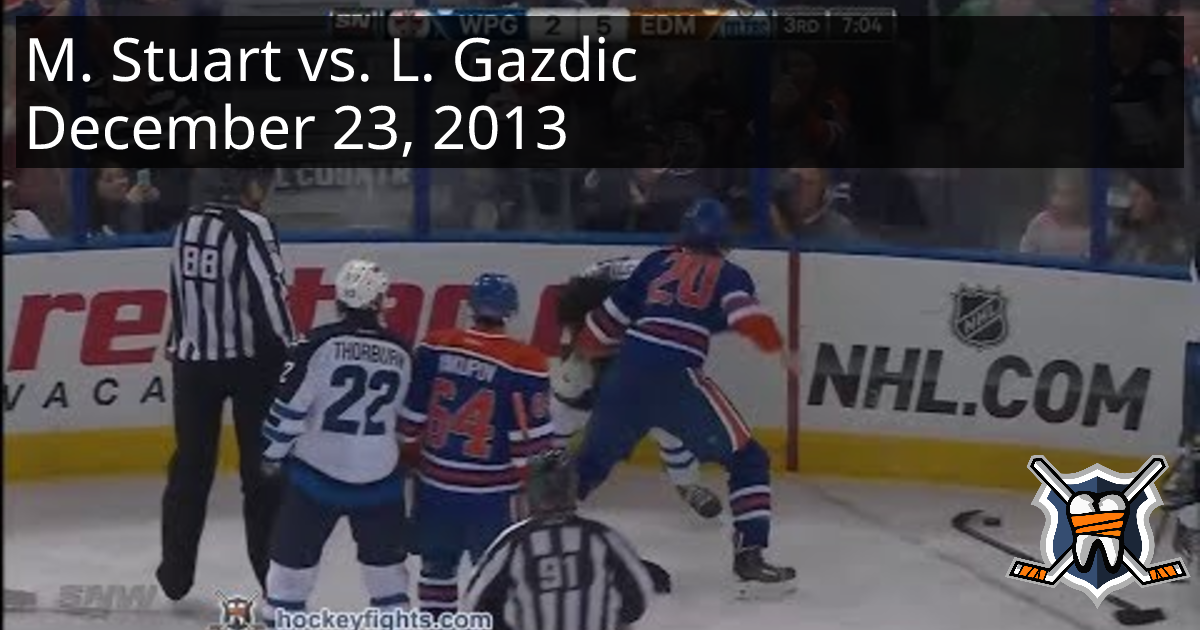Mark Stuart vs. Luke Gazdic, December 23, 2013 - Winnipeg Jets vs ...