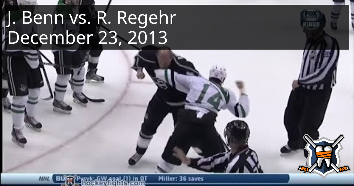 Jamie Benn vs. Robyn Regehr, December 23, 2013 - Dallas Stars vs. Los ...