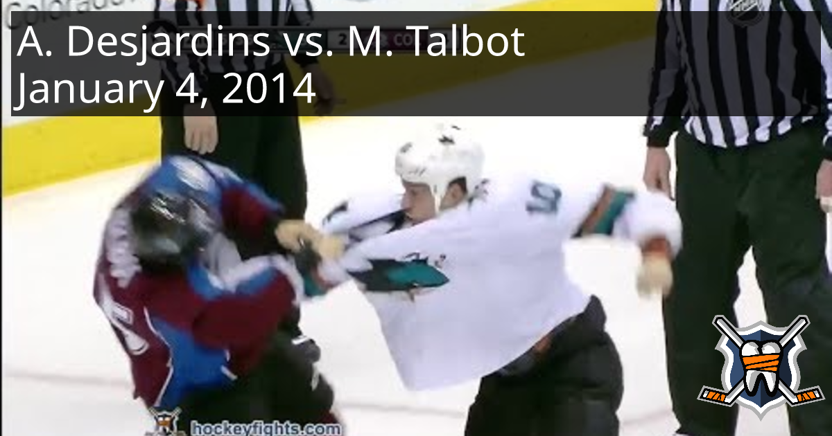 Andrew Desjardins vs. Max Talbot, January 4, 2014 - San Jose Sharks vs ...