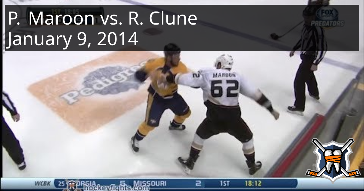 Pat Maroon vs. Richard Clune, January 9, 2014 - Anaheim Ducks vs ...