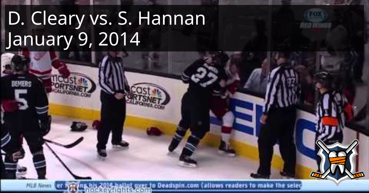 Danny Cleary vs. Scott Hannan, January 9, 2014 - Detroit Red Wings vs ...