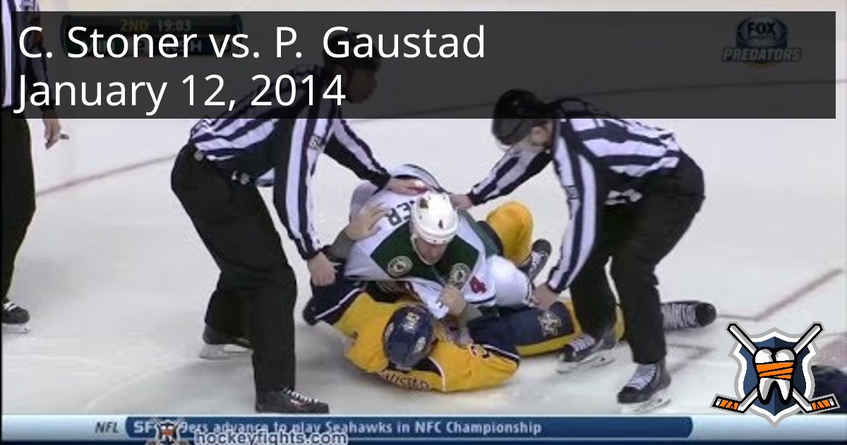 Clayton Stoner vs. Paul Gaustad, January 12, 2014 - Minnesota Wild vs ...