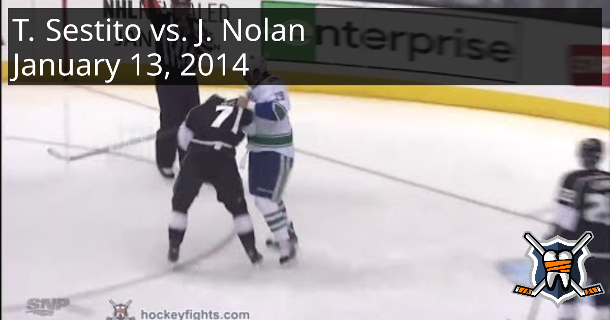Tom Sestito vs. Jordan Nolan, January 13, 2014 - Vancouver Canucks vs ...
