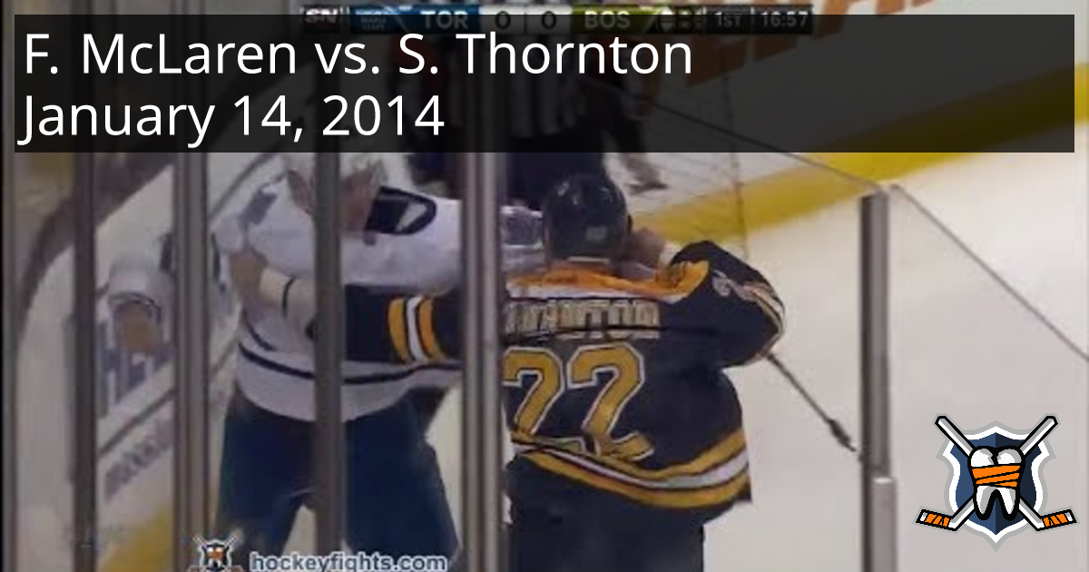 Frazer McLaren vs. Shawn Thornton, January 14, 2014 - Toronto Maple ...